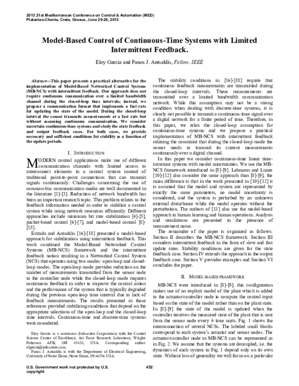(PDF) Model-based control of continuous-time systems with limited intermittent feedback | Panos ...