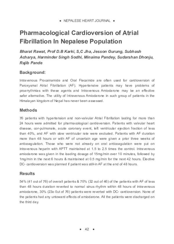 (PDF) Pharmacological cardioversion of atrial fibrillation