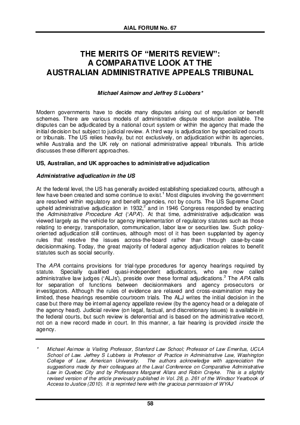 (PDF) The Merits of ‘Merits’ Review: A Comparative Look at the ...