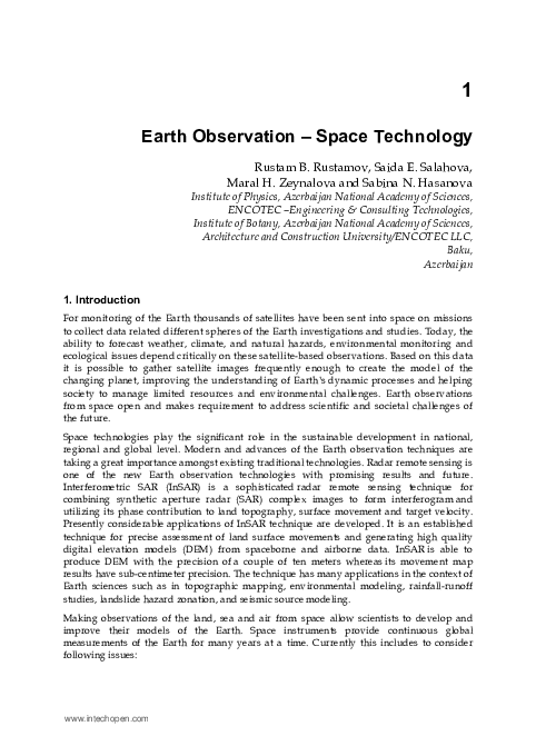 (PDF) Earth Observation – Space Technology