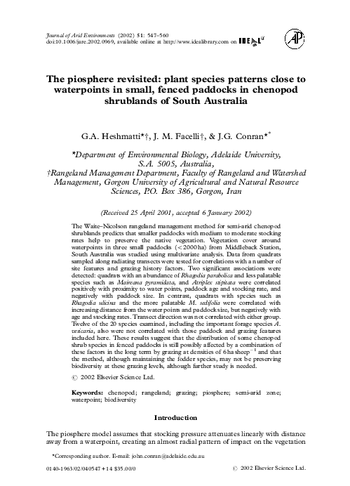 (PDF) The piosphere revisited: plant species patterns close to ...