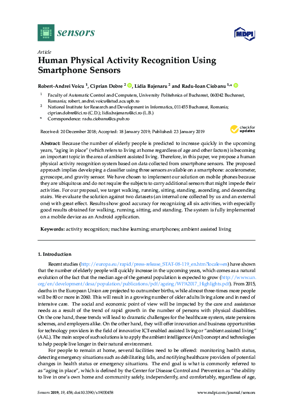 (PDF) Human Physical Activity Recognition Using Smartphone Sensors