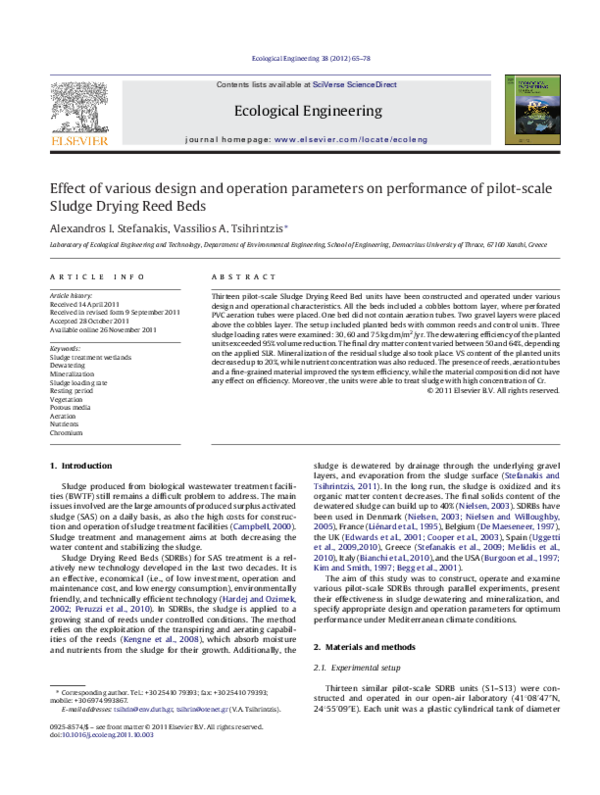 (PDF) Effect of various design and operation parameters on performance ...