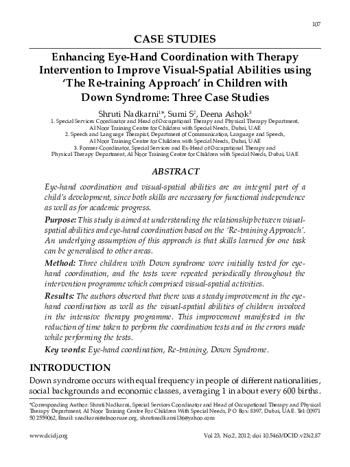 (PDF) Enhancing Eye-Hand Coordination with Therapy Intervention to ...