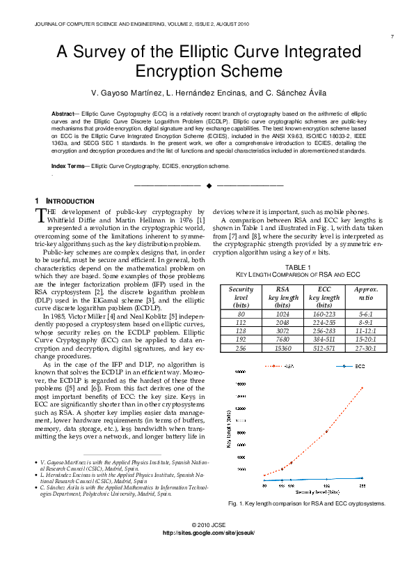 (PDF) A survey of the elliptic curve integrated encryption scheme