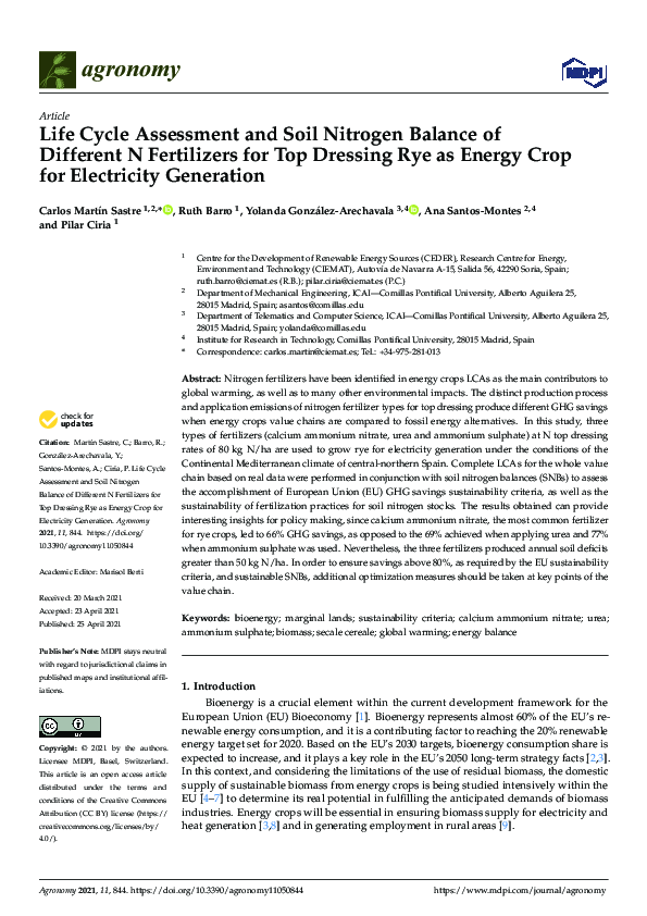 (PDF) Life Cycle Assessment and Soil Nitrogen Balance of Different N ...
