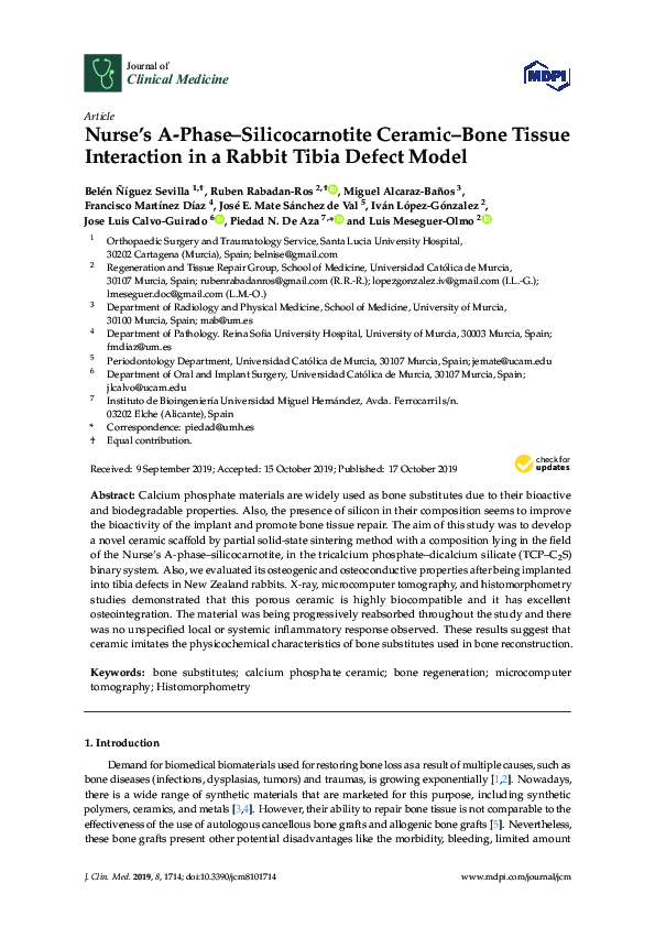 (PDF) Nurse’s A-Phase–Silicocarnotite Ceramic–Bone Tissue Interaction ...