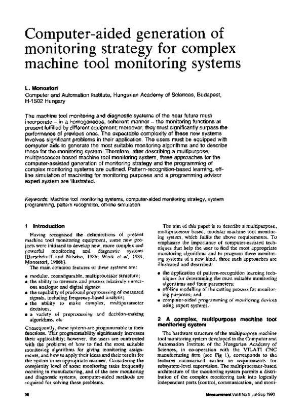 (PDF) Computer-aided generation of monitoring strategy for complex ...