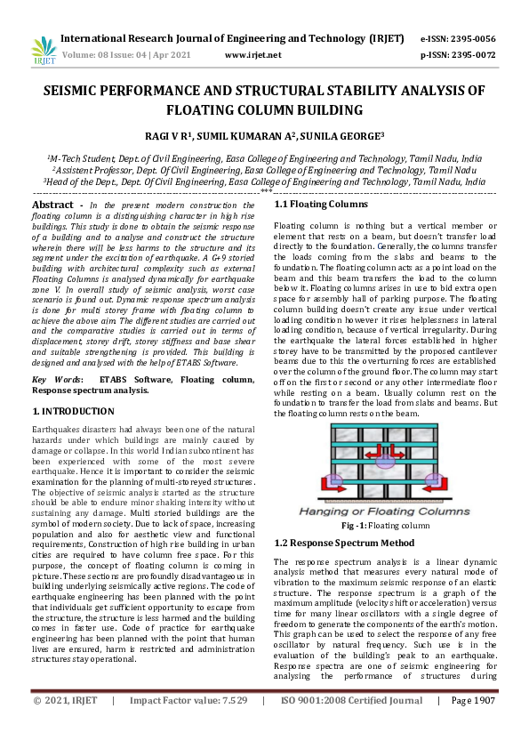 (PDF) IRJET- SEISMIC PERFORMANCE AND STRUCTURAL STABILITY ANALYSIS OF FLOATING COLUMN BUILDING