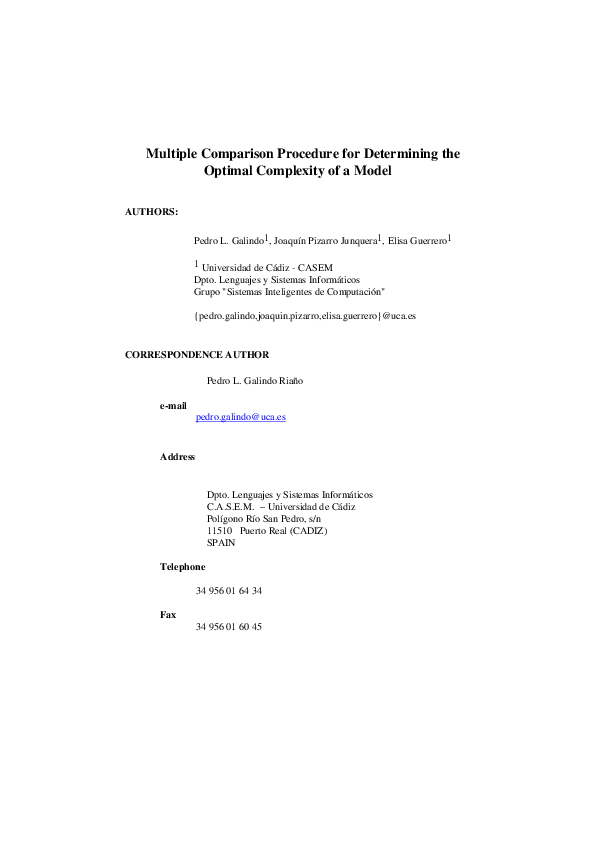 (PDF) Optimal Model Complexity via Multiple Comparisons