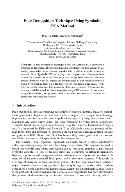 (PDF) Face recognition technique using symbolic PCA method