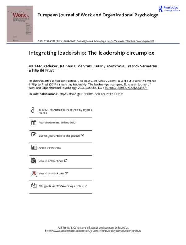 (PDF) Integrating leadership: The leadership circumplex