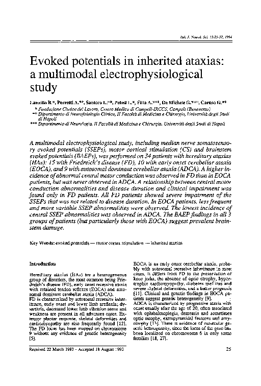 (PDF) Evoked potentials in inherited ataxias: A multimodal electrophysiological study