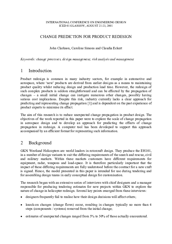 (PDF) Predicting Change in Aerospace Product Redesign