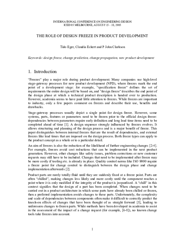 (PDF) The role of design freeze in product development