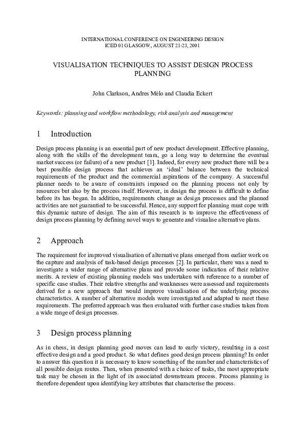 (PDF) Visualization techniques to assist design process planning