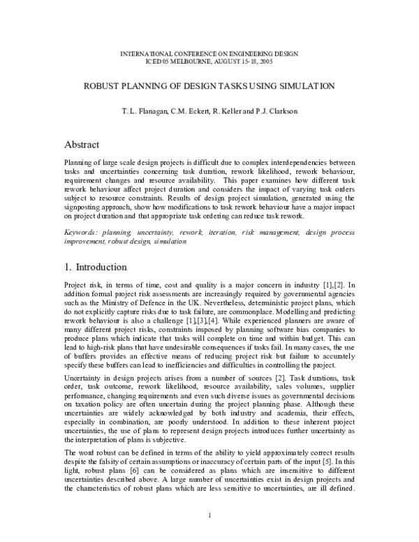 (PDF) Robust planning of design task using simulation