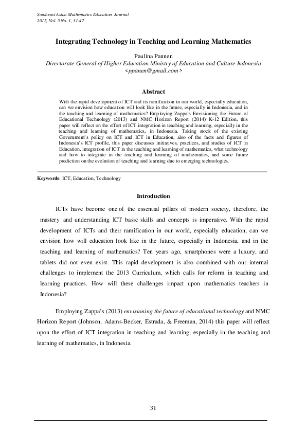 (PDF) Integrating Technology in Teaching and Learning Mathematics
