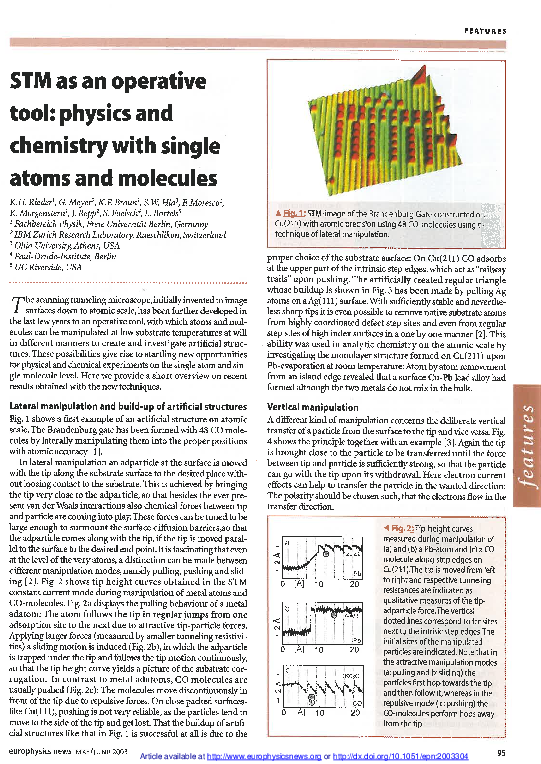 (PDF) STM as an operative tool: physics and chemistry with single atoms ...