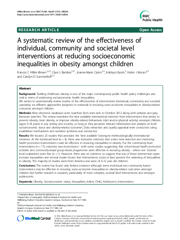 (PDF) A systematic review of the effectiveness of individual, community ...