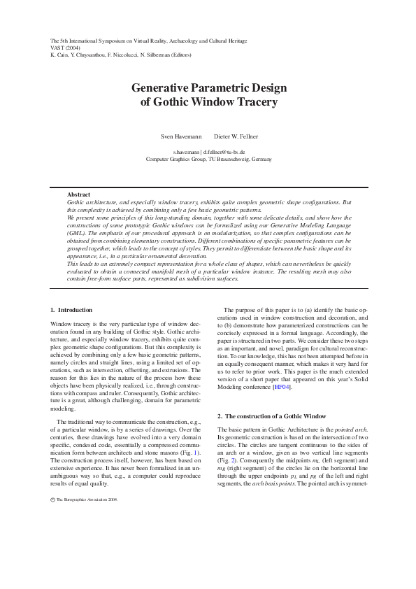 (PDF) Generative parametric design of Gothic window tracery