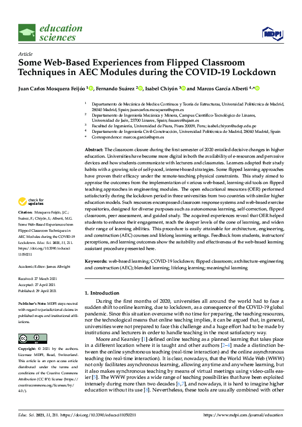 (PDF) Some Web-Based Experiences from Flipped Classroom Techniques in ...