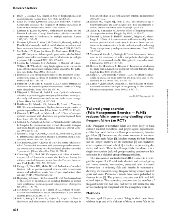 (PDF) Tailored group exercise (Falls Management Exercise -- FaME ...