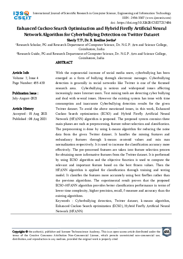 (PDF) Enhanced Cuckoo Search Optimization and Hybrid Firefly Artificial Neural Network Algorithm ...