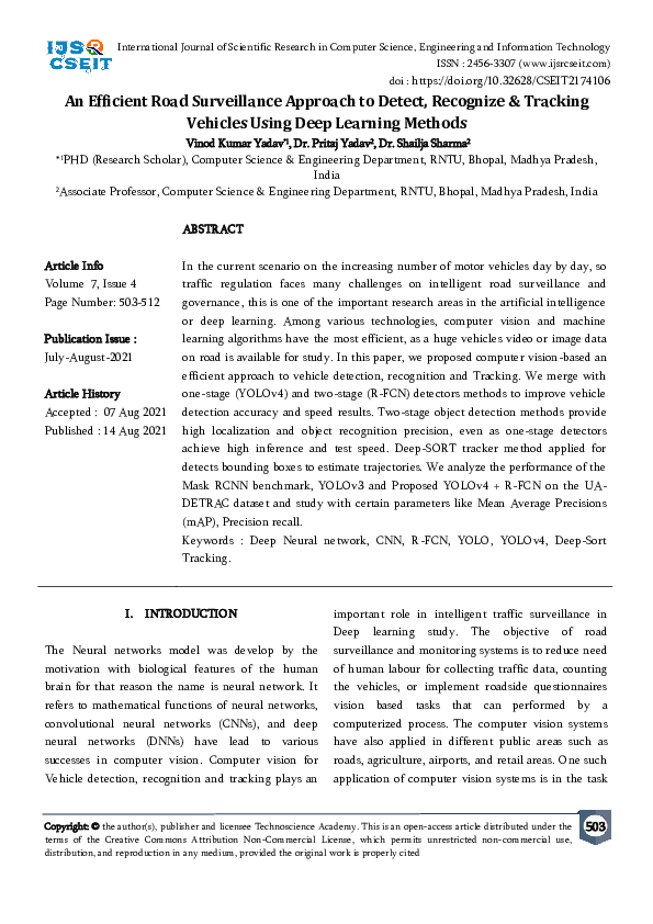 (PDF) An Efficient Road Surveillance Approach to Detect, Recognize & Tracking Vehicles Using ...