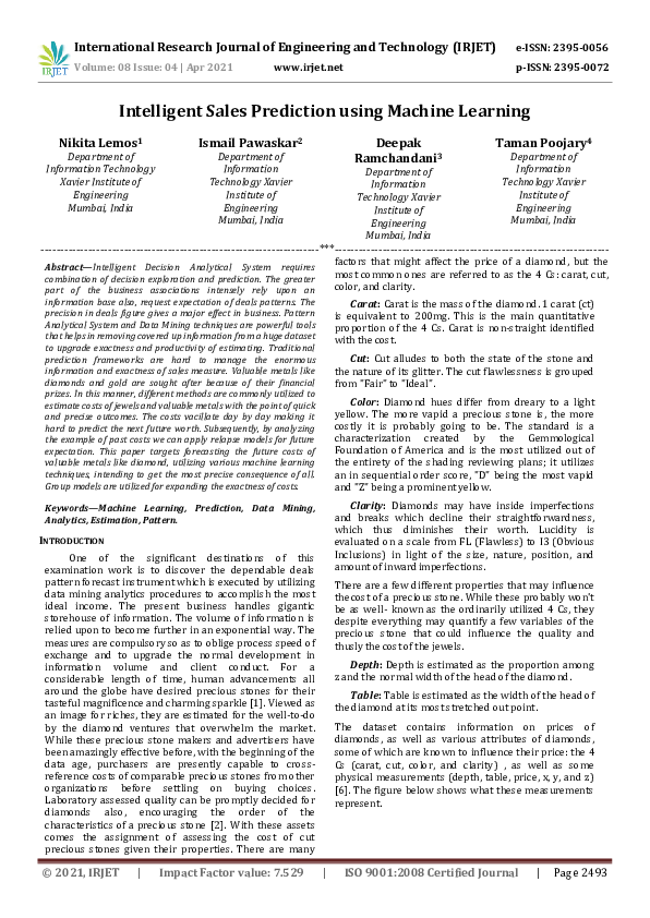 (PDF) Intelligent Sales Prediction using Machine Learning