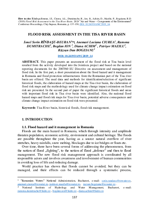 (PDF) Flood Risk Assessment in the Tisa River Basin