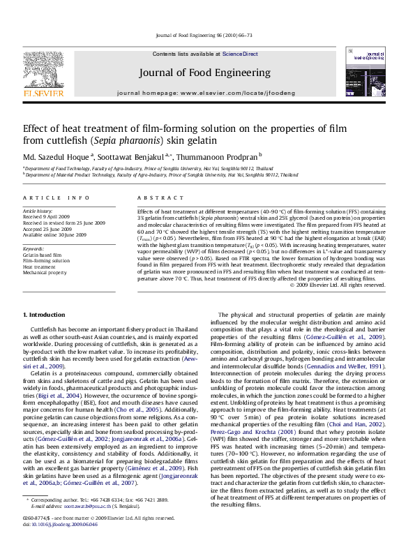 (PDF) Effect of heat treatment of film-forming solution on the ...