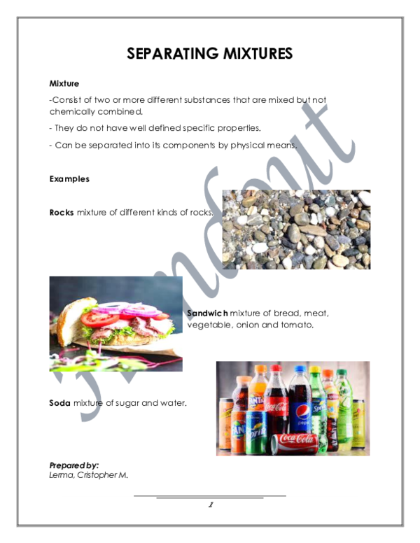 (PDF) Separating Mixtures Handout