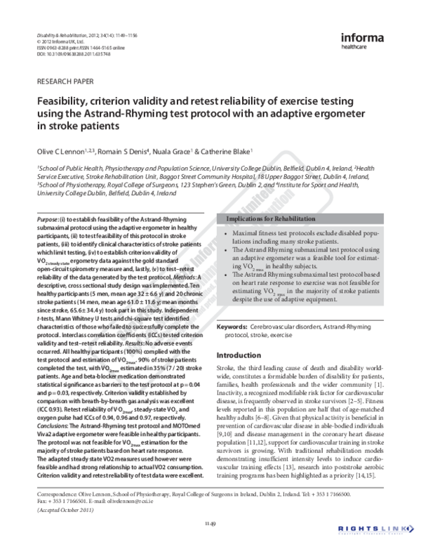 (PDF) Feasibility, criterion validity and retest reliability of ...