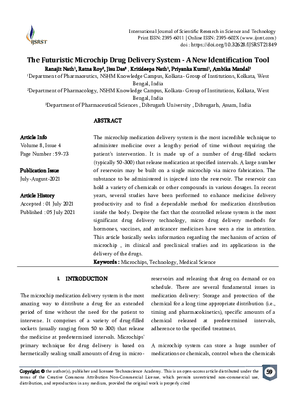 (PDF) The Futuristic Microchip Drug Delivery System - A New ...