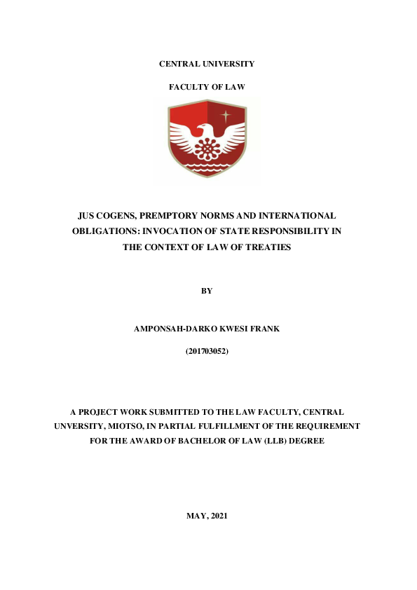 (PDF) JUS COGENS, PEREMPTORY NORMS AND INTERNATIONAL OBLIGATIONS ...