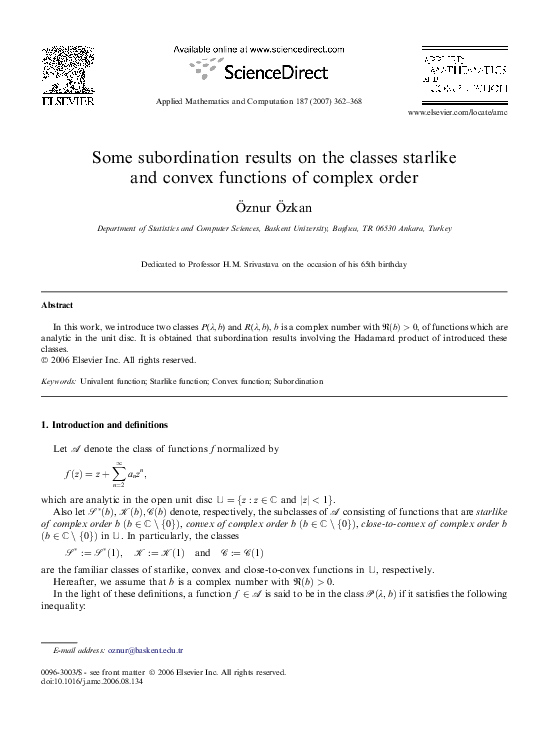(PDF) Subordination Results for Starlike and Convex Functions
