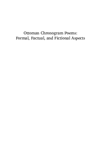 (PDF) Ottoman Chronogram Poems: Formal, Factual, and Fictional Aspects ...