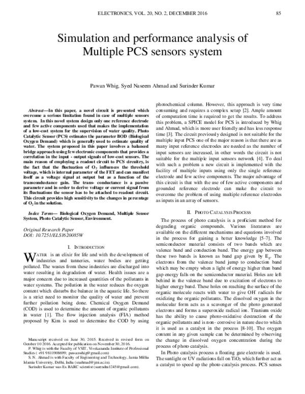 (PDF) Simulation and performance analysis of Multiple PCS sensors system