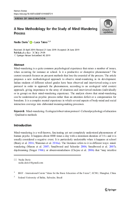 (PDF) A New Methodology for the Study of Mind-Wandering Process