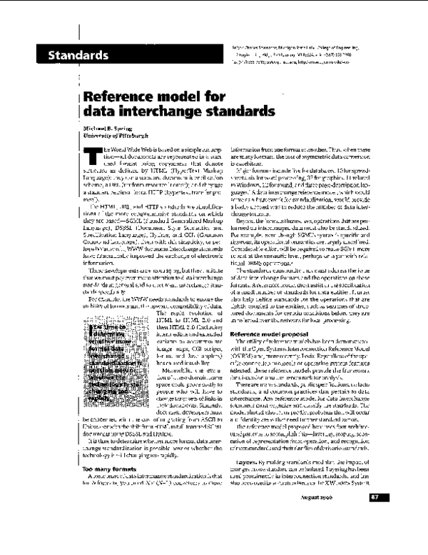 (PDF) Reference model for data interchange standards