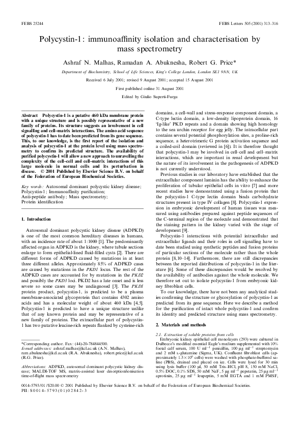 (PDF) Polycystin-1: immunoaffinity isolation and characterisation by ...