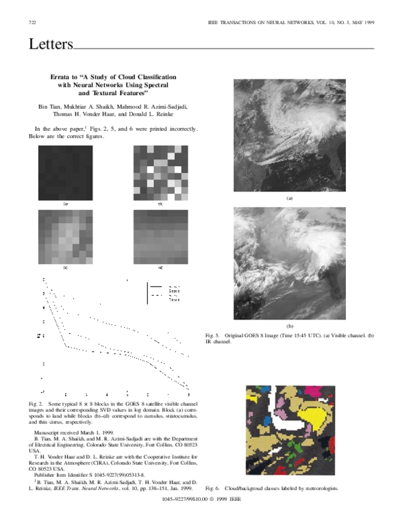 (PDF) A study of cloud classification with neural networks using spectral and textural features ...