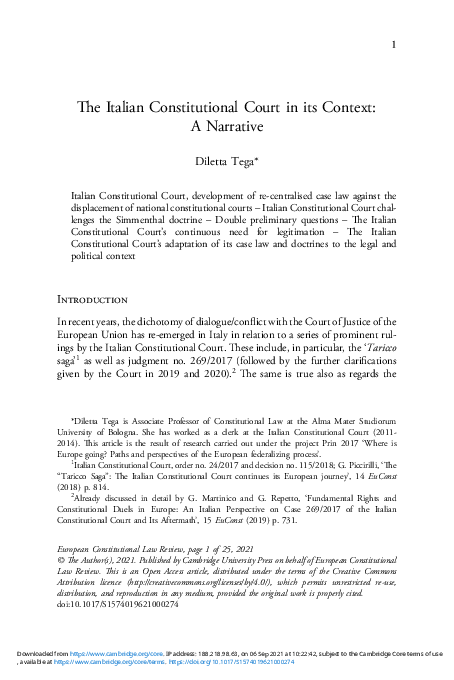 (PDF) The Italian Constitutional Court in its Context: A Narrative