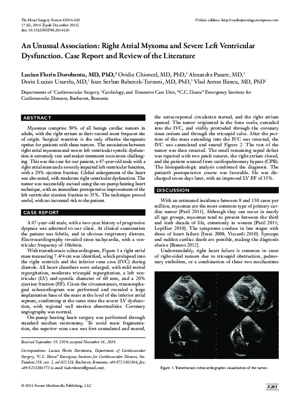 (PDF) An Unusual Association: Right Atrial Myxoma and Severe Left ...