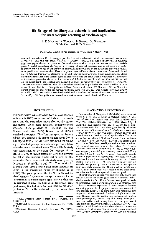 (PDF) Rb-Sr age of the Shergotty achondrite and implications for ...