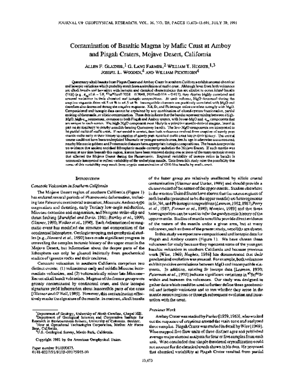 (PDF) Contamination of basaltic magma by mafic crust at Amboy and ...