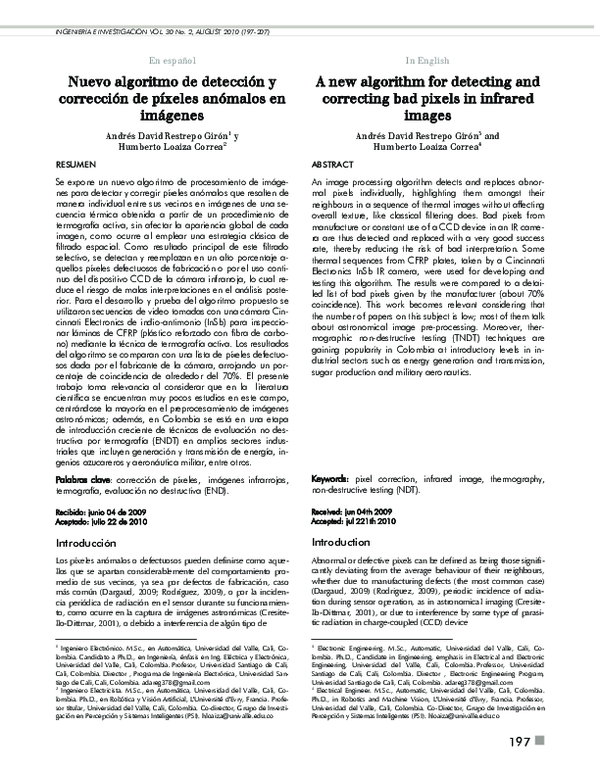 (PDF) A new algorithm for detecting and correcting bad pixels in ...
