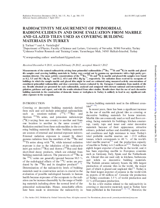 (PDF) Radioactivity measurement of primordial radionuclides in and dose ...
