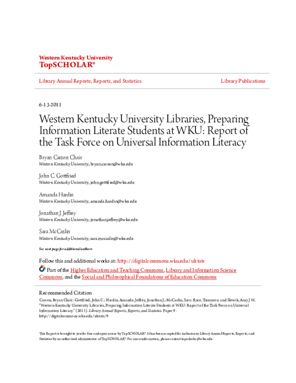 (PDF) Western Kentucky University Libraries, Preparing Information ...